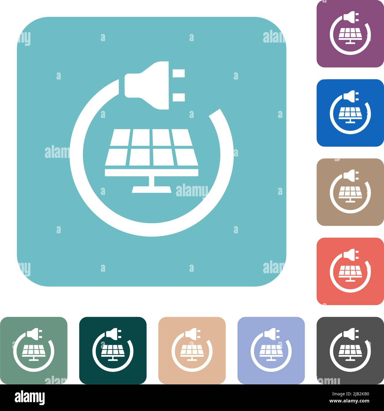 Solar energy white flat icons on color rounded square backgrounds Stock ...