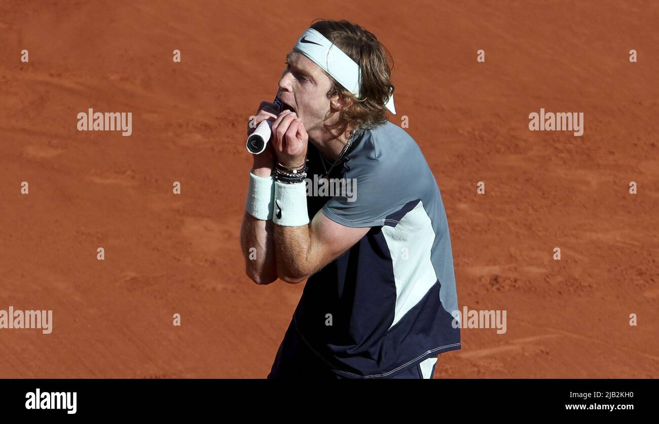 Andrey Rublev of Russia during day 11 of Roland-Garros 2022, French ...