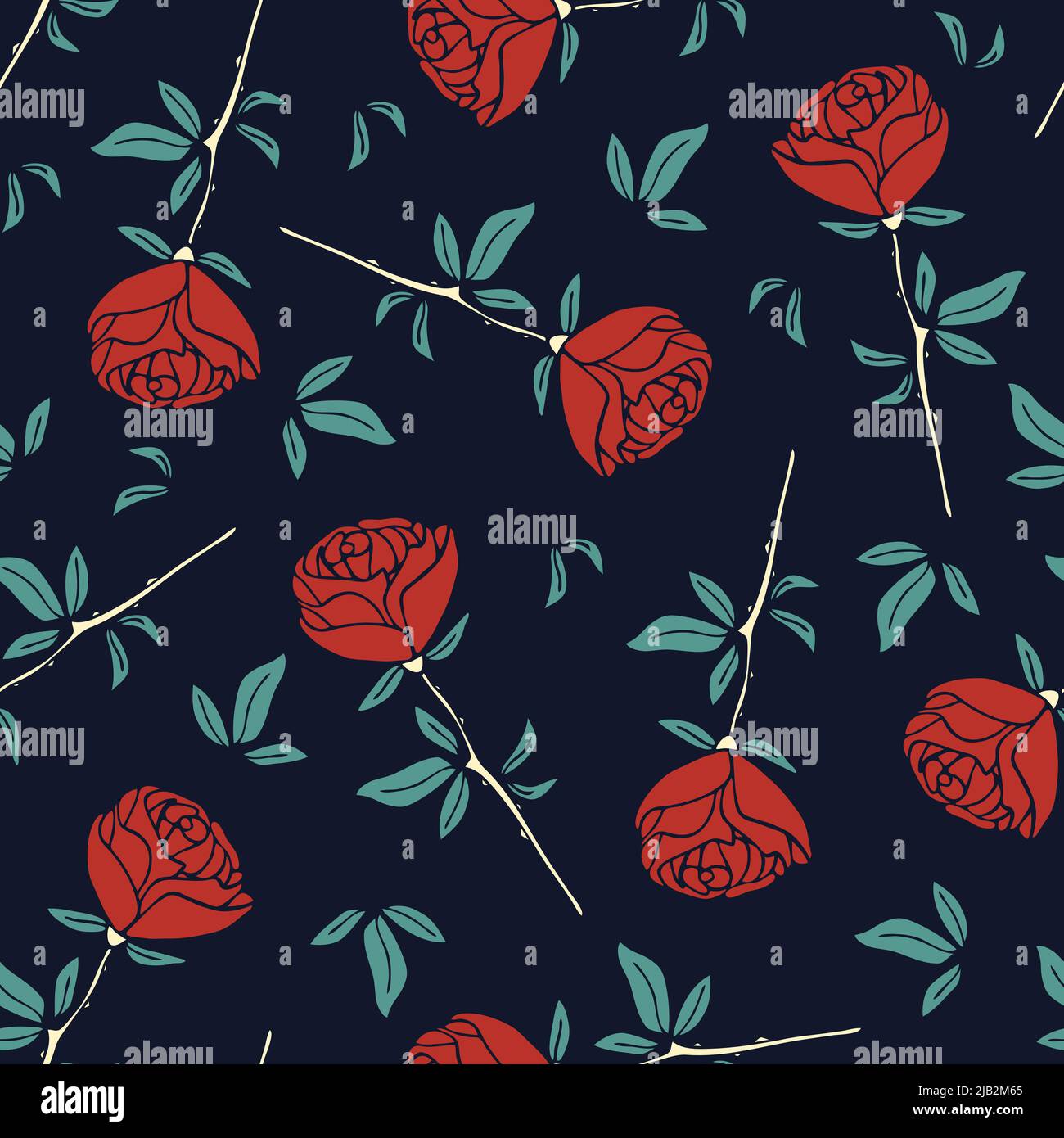 Seamless red rose pattern hi-res stock photography and images - Alamy
