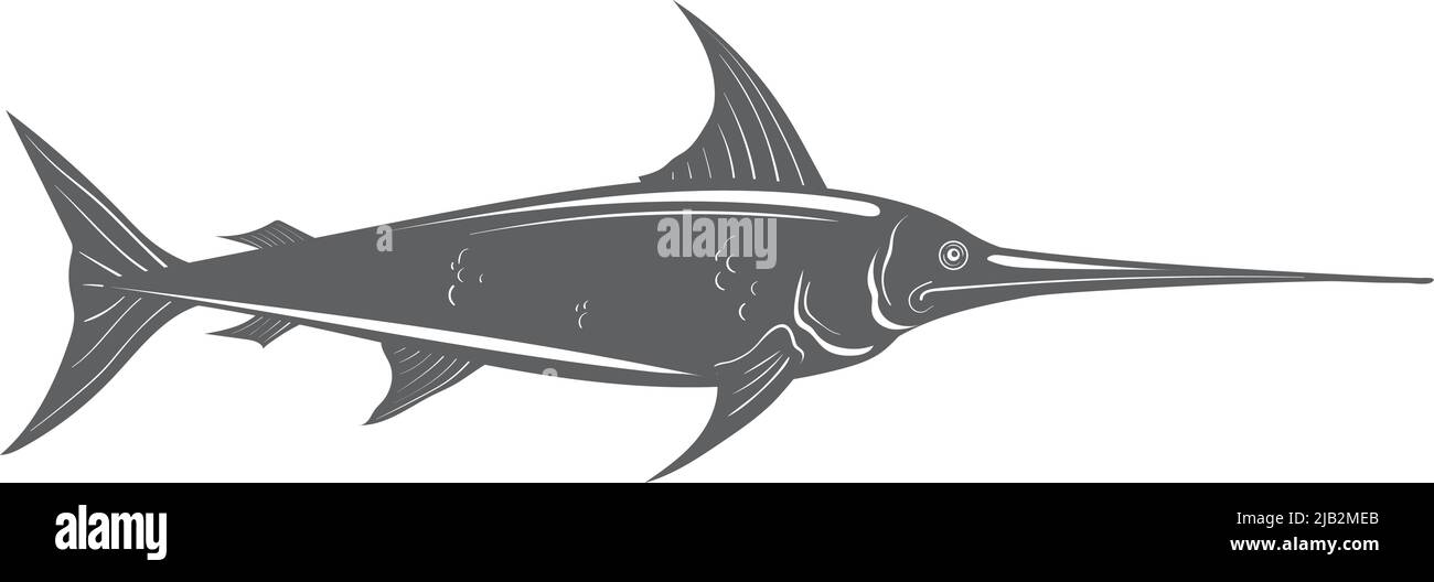 Swordfish icon. Fish black silhouette. Marine restaurant logo isolated ...