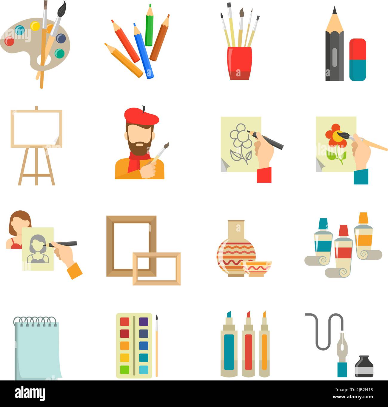 Art icons set with artist tools and paint isolated vector illustration ...
