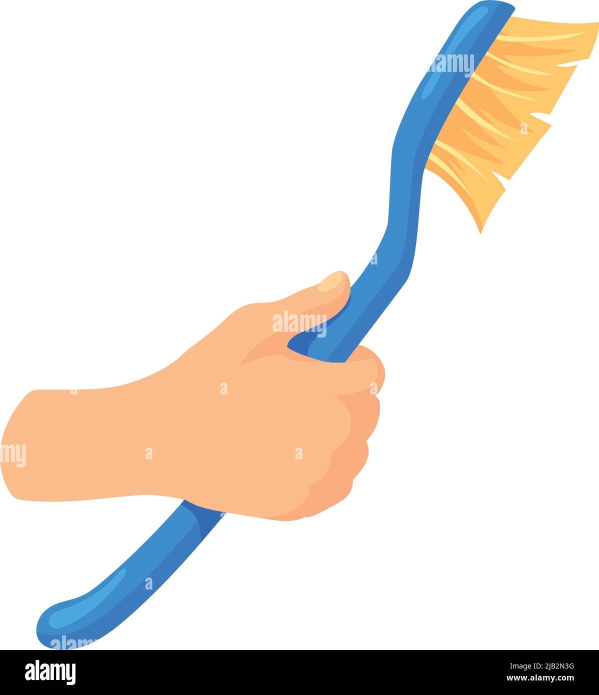 Dish washing brush in human hand. Cleaning cartoon icon isolated on ...