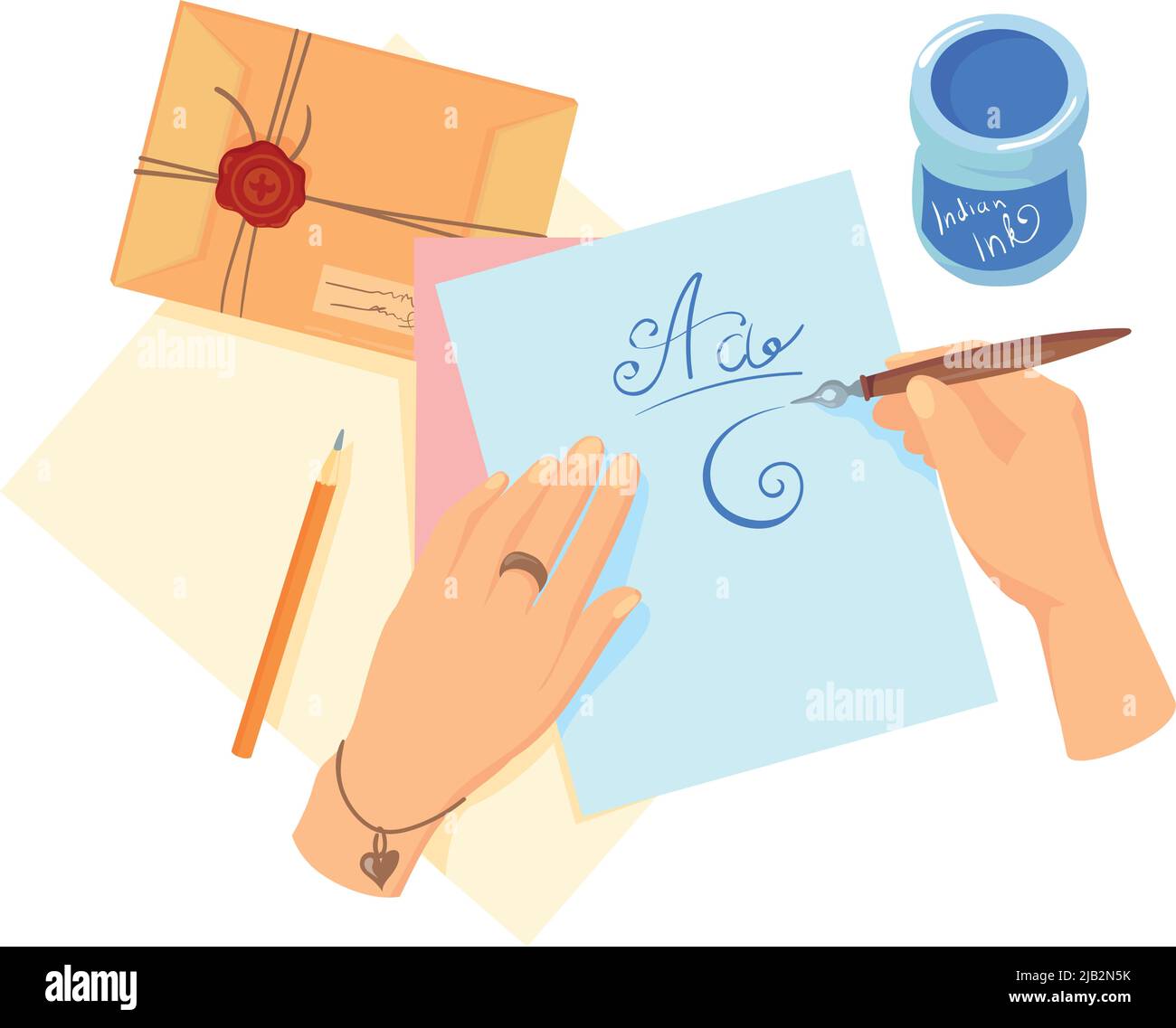 Calligraphy hobby. Creative handmade craft cartoon icon isolated on ...