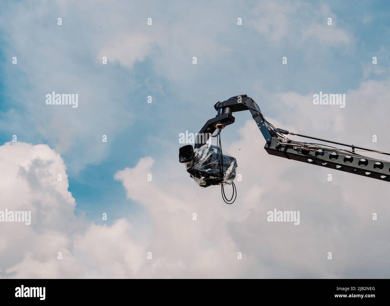 Professional camera mounted on a crane. Organization of video shooting ...
