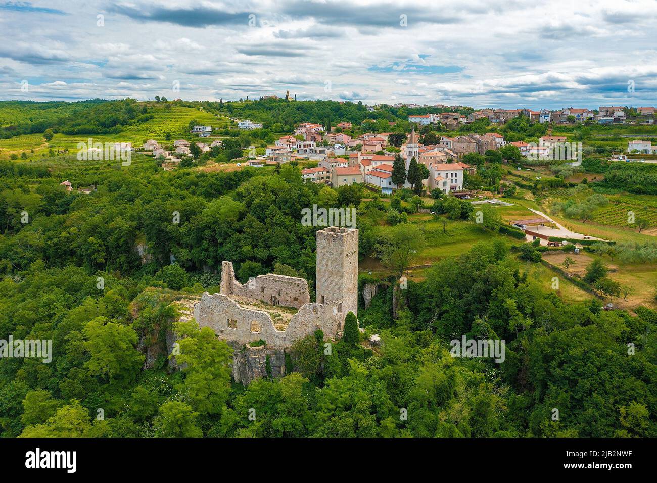 Aerial view of Momjan town and castle, Istra, Croatia Stock Photo - Alamy