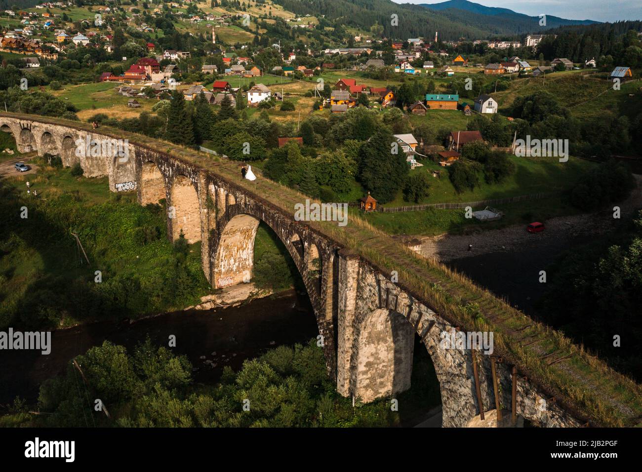 The largest and oldest viaduct in Ukraine, a brick and old railway ...