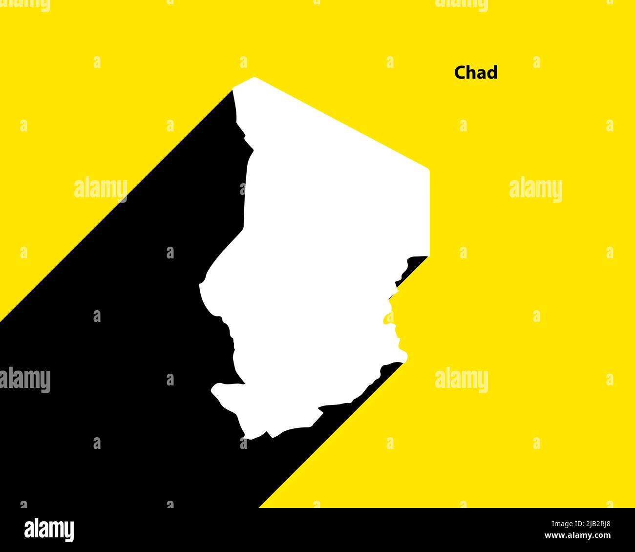 Chad Map on retro poster with long shadow. Vintage sign easy to edit ...
