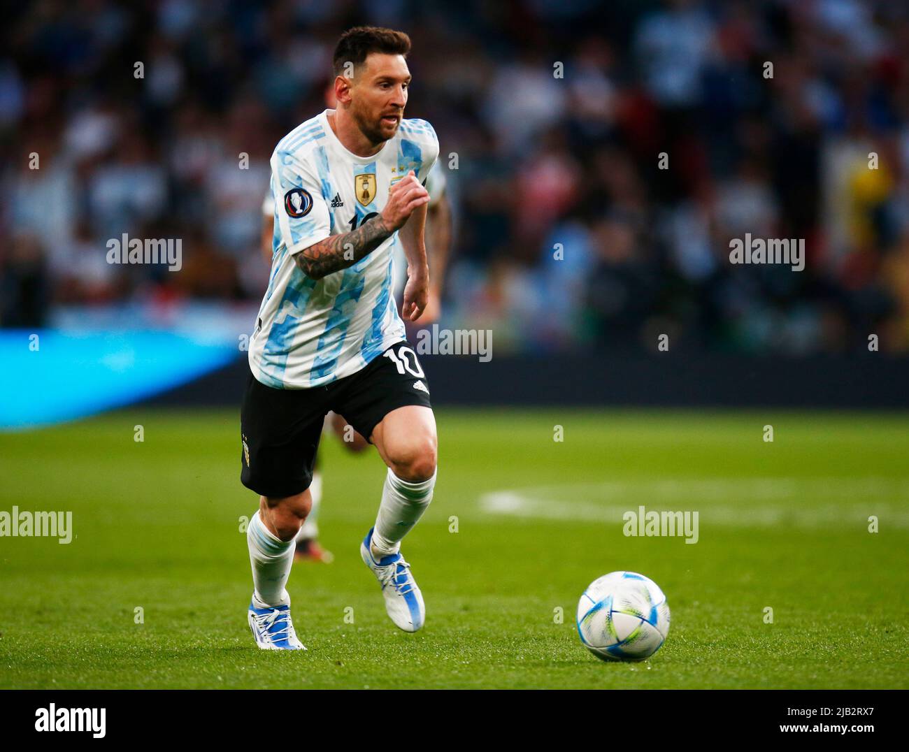 LONDON, ENGLAND - JUNE 01:Lionel Messi of Argentina during Finalissima ...