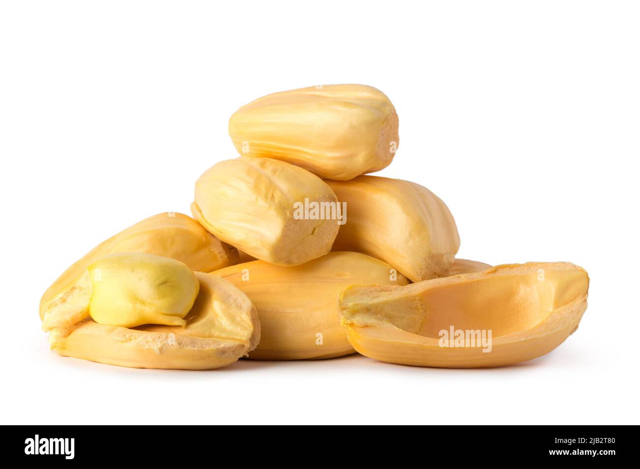 heap of jackfruit flesh with seeds, tropical health beneficial fruit ...