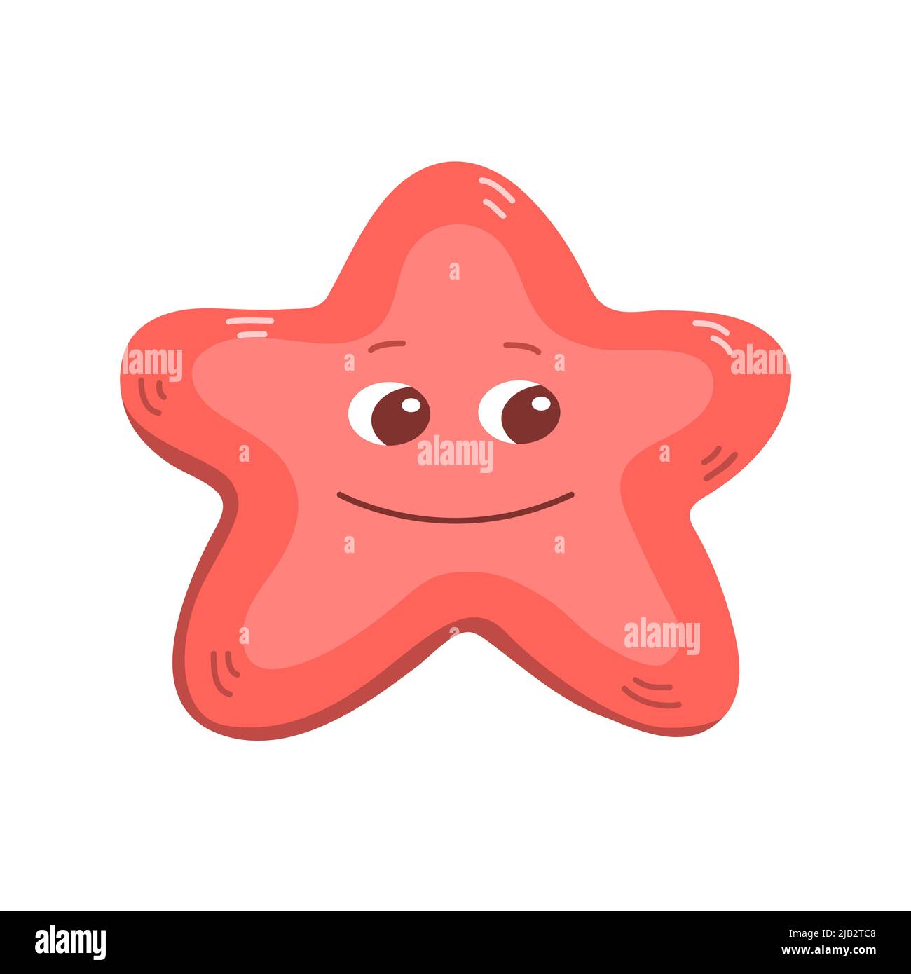 Red starfish. Cute funny face with a smile. Sea shellfish. Underwater ...