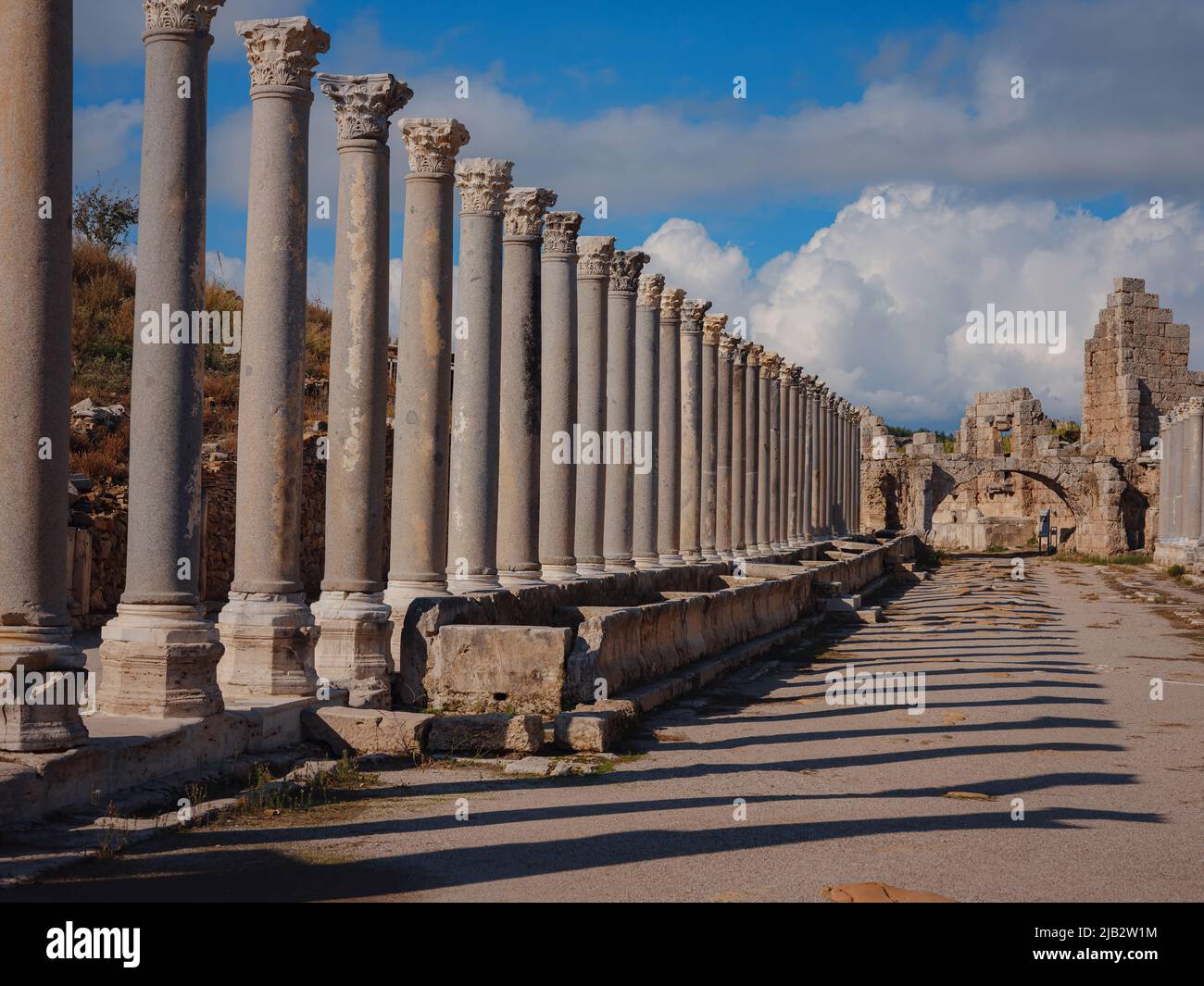 Agora columns with great sky viewin Perge or Perga ancient Greek city ...