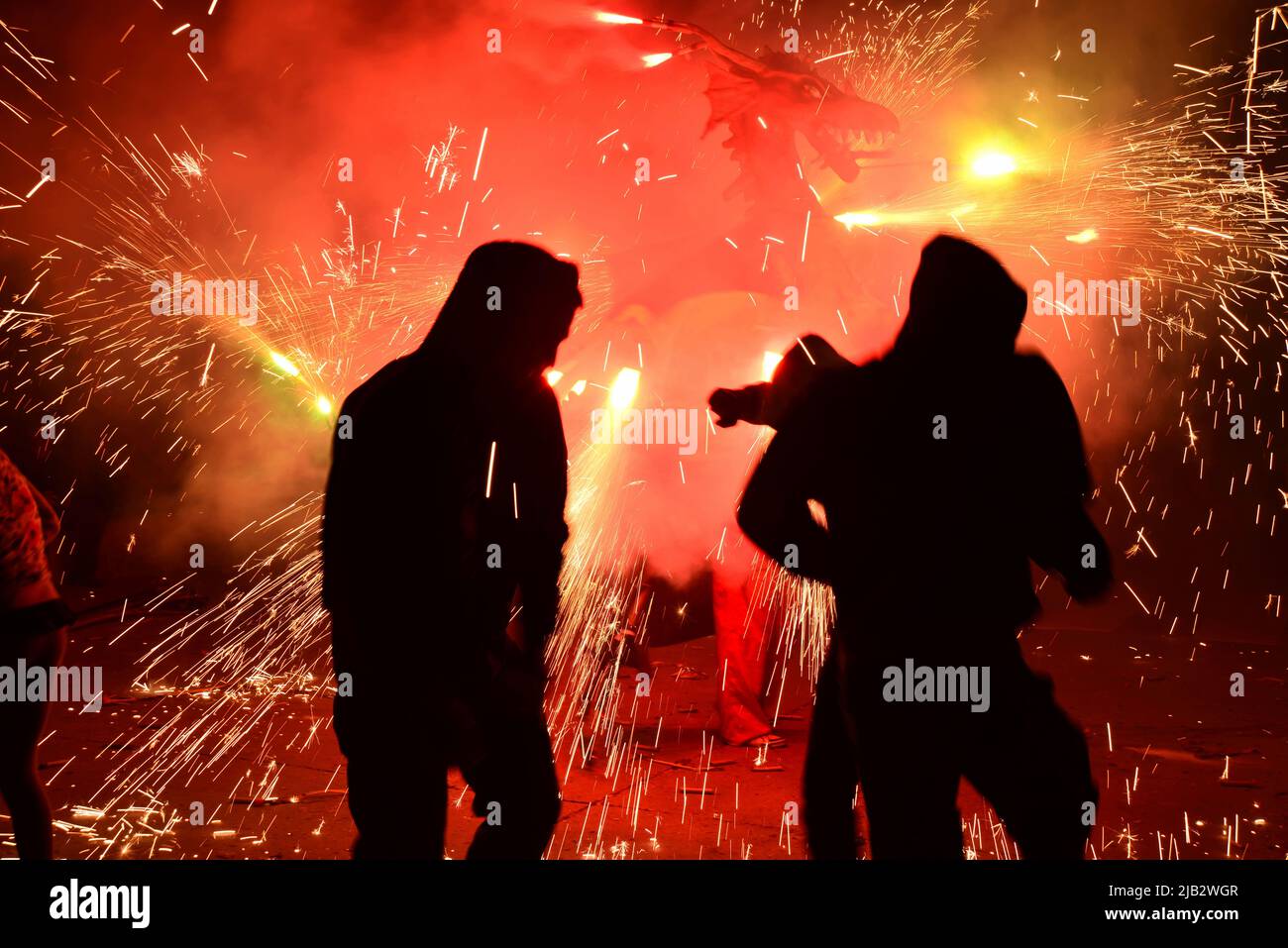 Night of fire at the Festa Major Stock Photo - Alamy