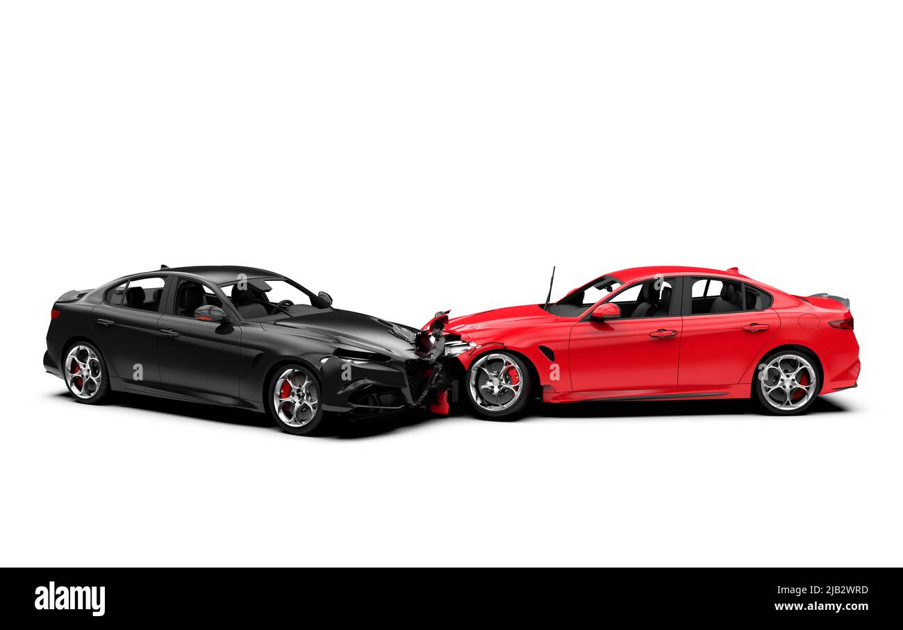 Crash between two cars Cut Out Stock Images & Pictures - Alamy