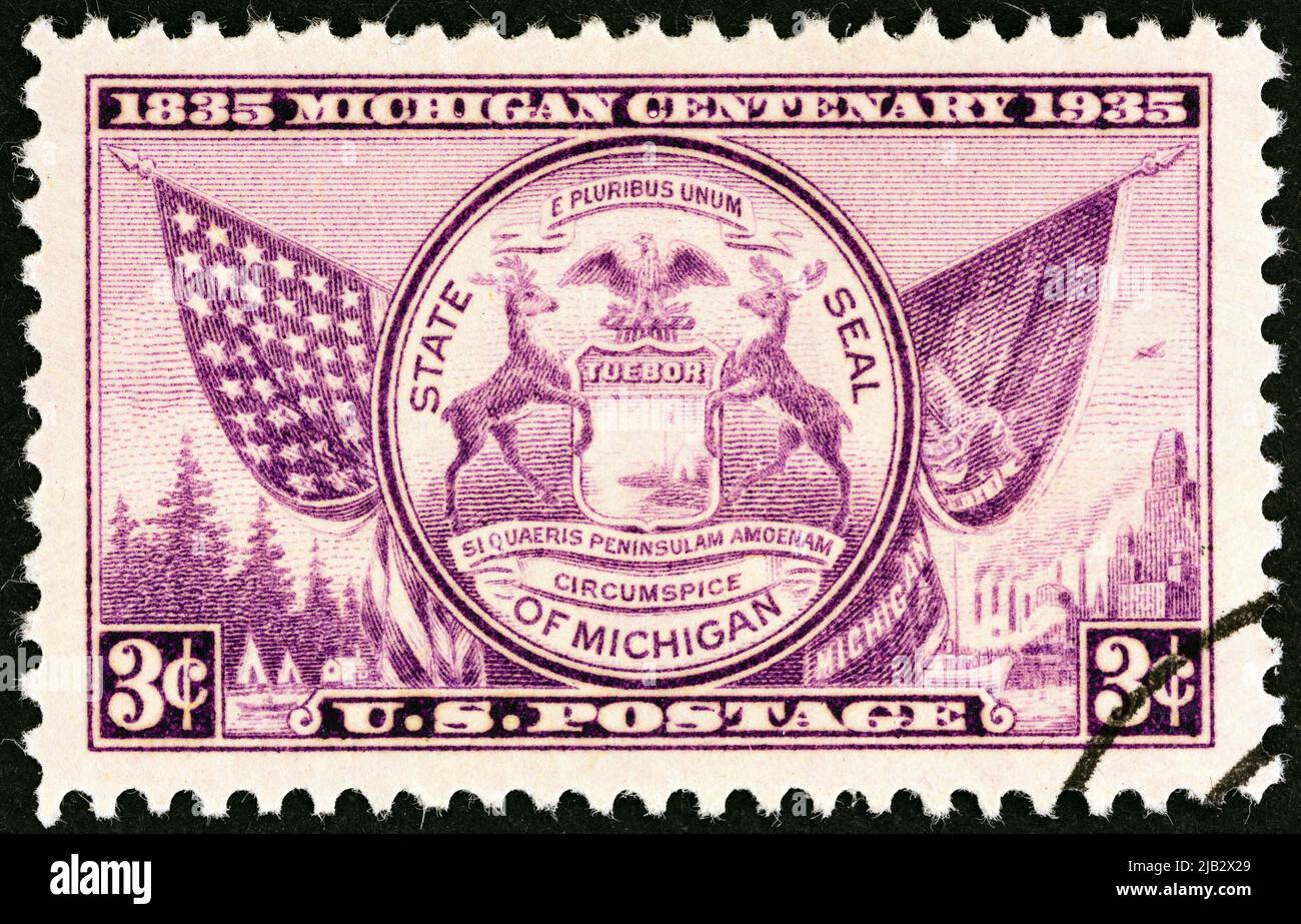 USA - CIRCA 1935: A stamp printed in USA issued for the Michigan ...