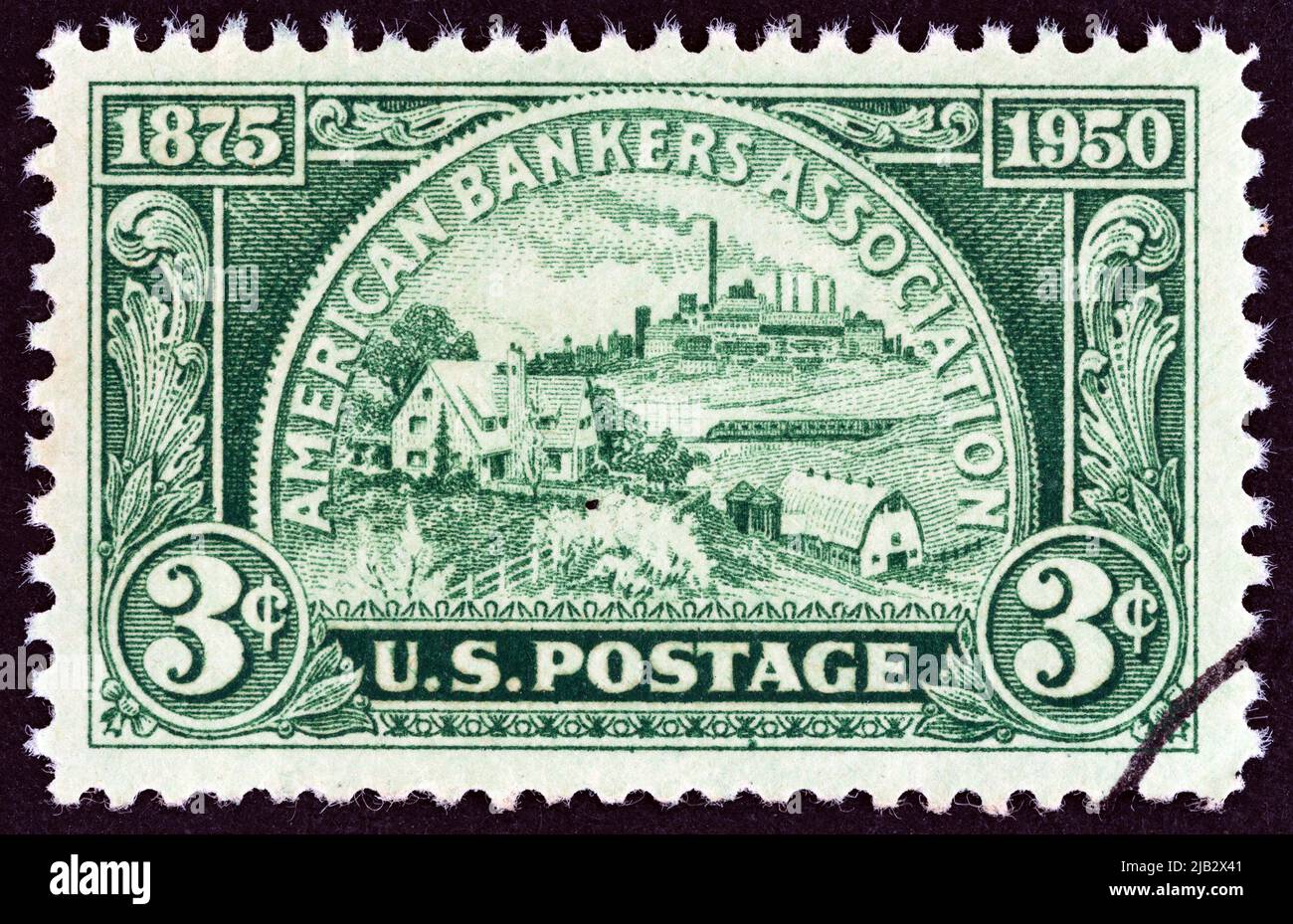 USA - CIRCA 1950: A stamp printed in USA shows Coin, symbolizing fields ...