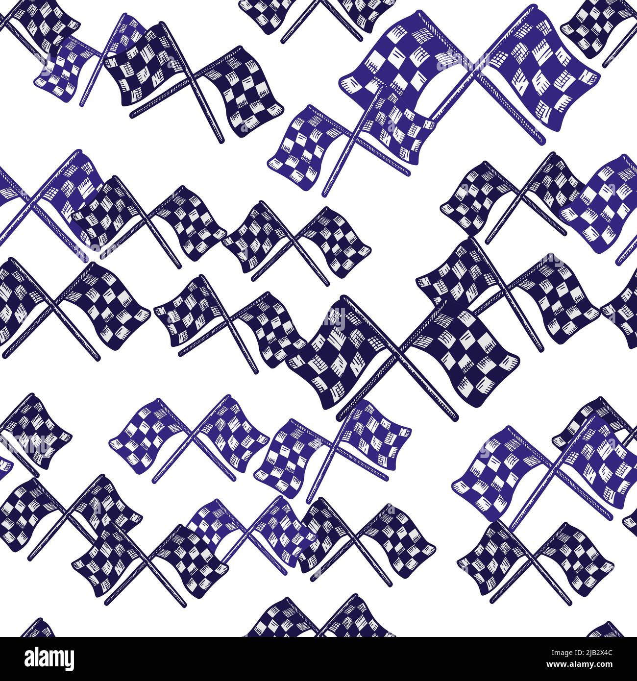Race flag seamless pattern engraving. Vintage sport background in hand ...