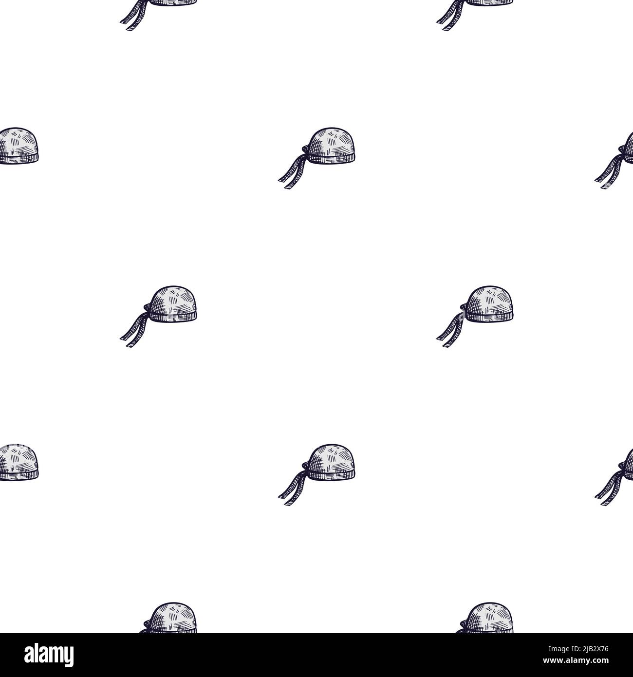 Bandana chef hat seamless pattern engraving. Vintage cooking background ...