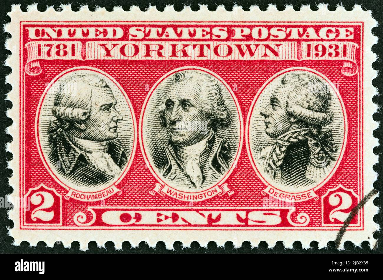 USA - CIRCA 1931: A stamp printed in USA shows Rochambeau, Washington ...