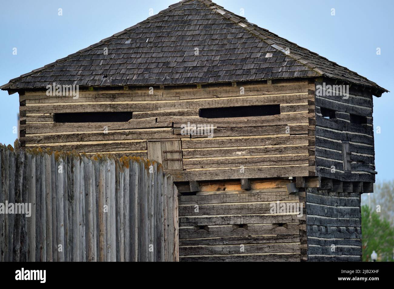 Fort Madison, Iowa, USA. Block house at Old Fort Madison, built in 1808 ...