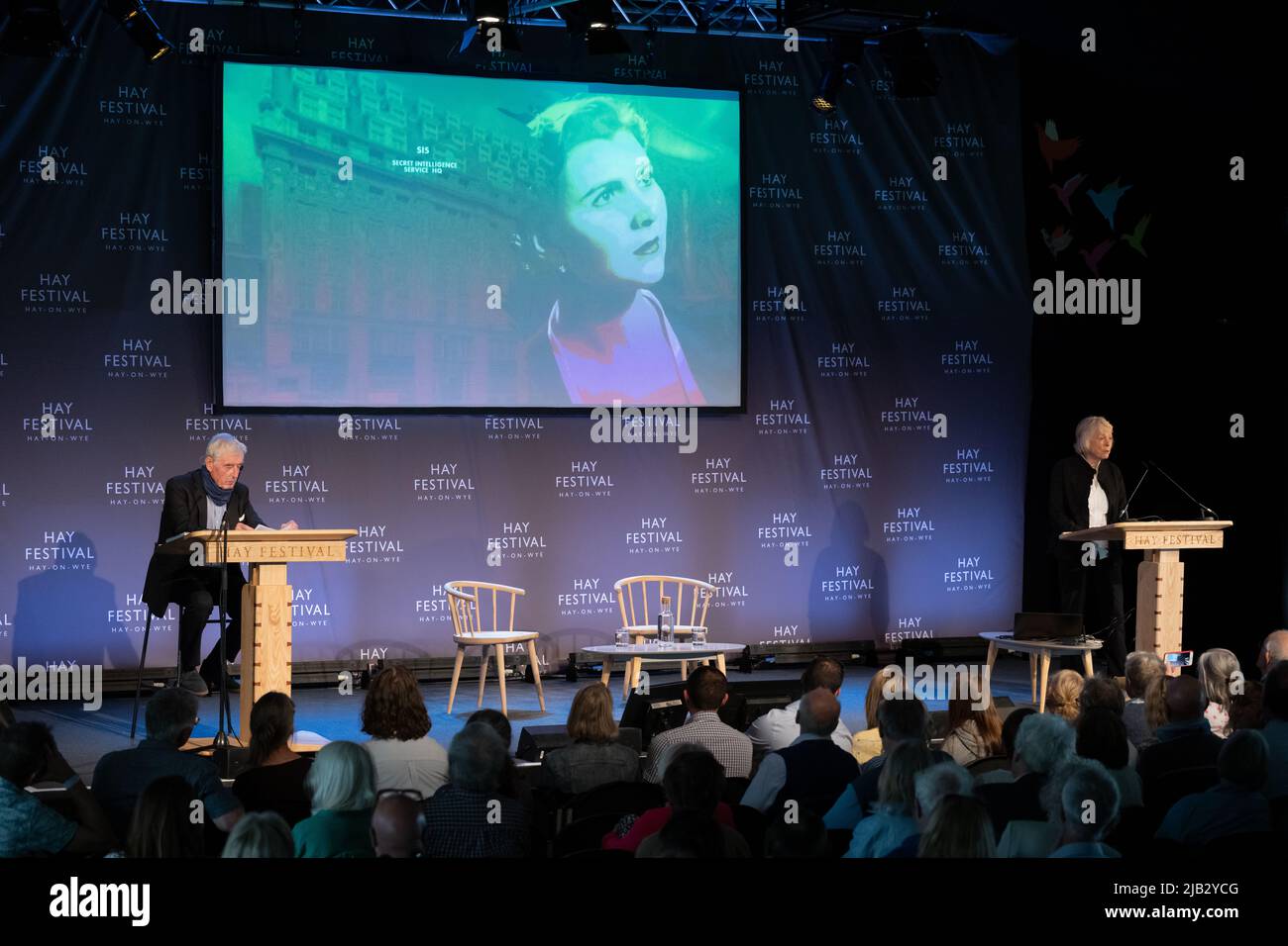Hay-on-Wye, Wales, UK. 2nd June, 2022. Margaret Percy and Hugh Purcell ...