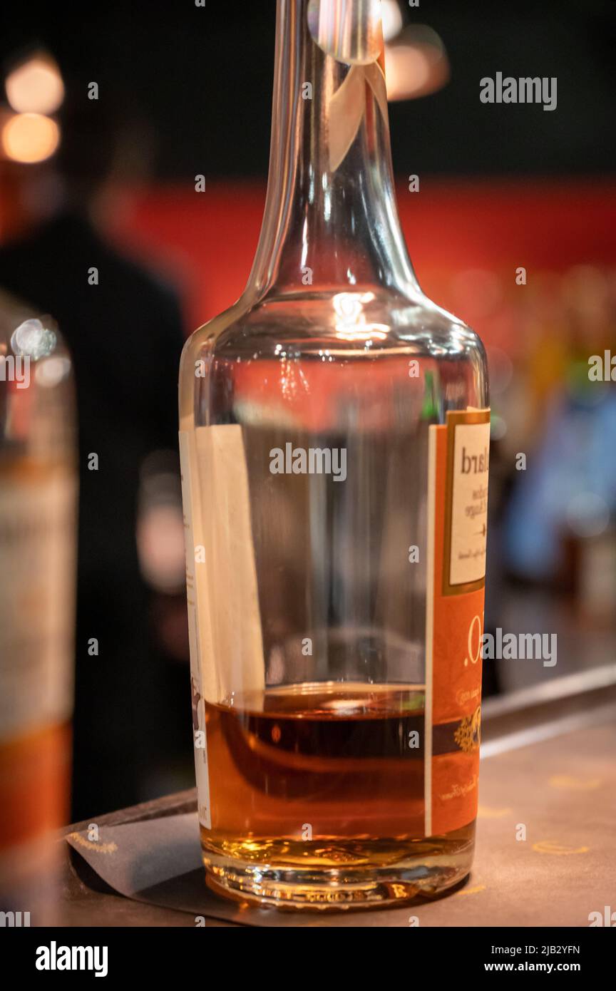 Different ages and colours of strong alcoholic apple drink calvados in ...