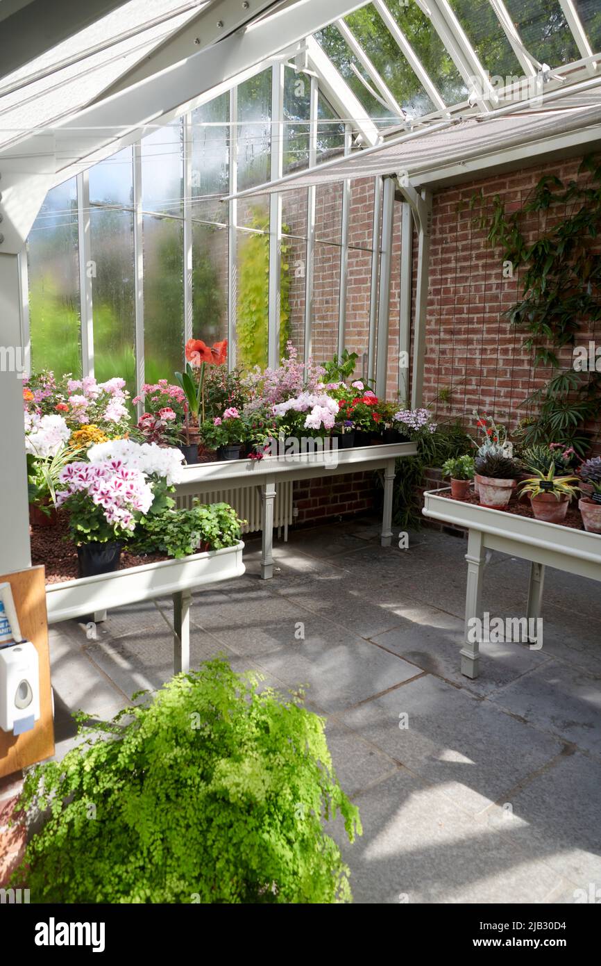 Greenhouse showing thermal screens for light shading and heat ...