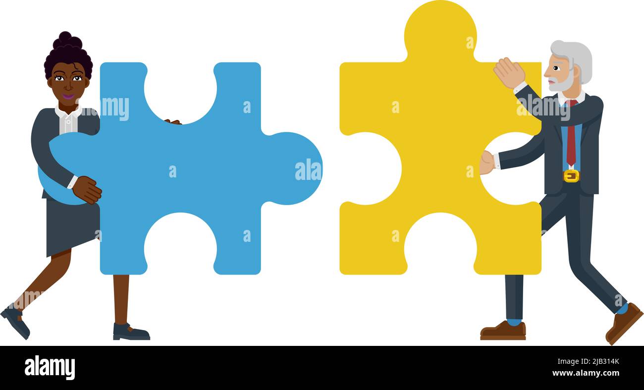 Fitting Jigsaw Puzzle Pieces Together Concept Stock Vector Image & Art ...