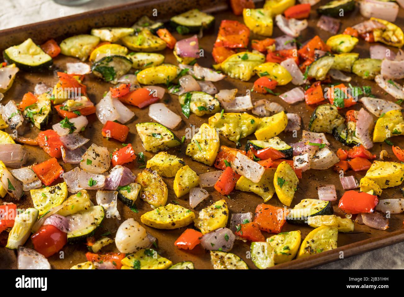 Homemade Roasted Summer Vegetables with Zuccini Peppers and Onions ...