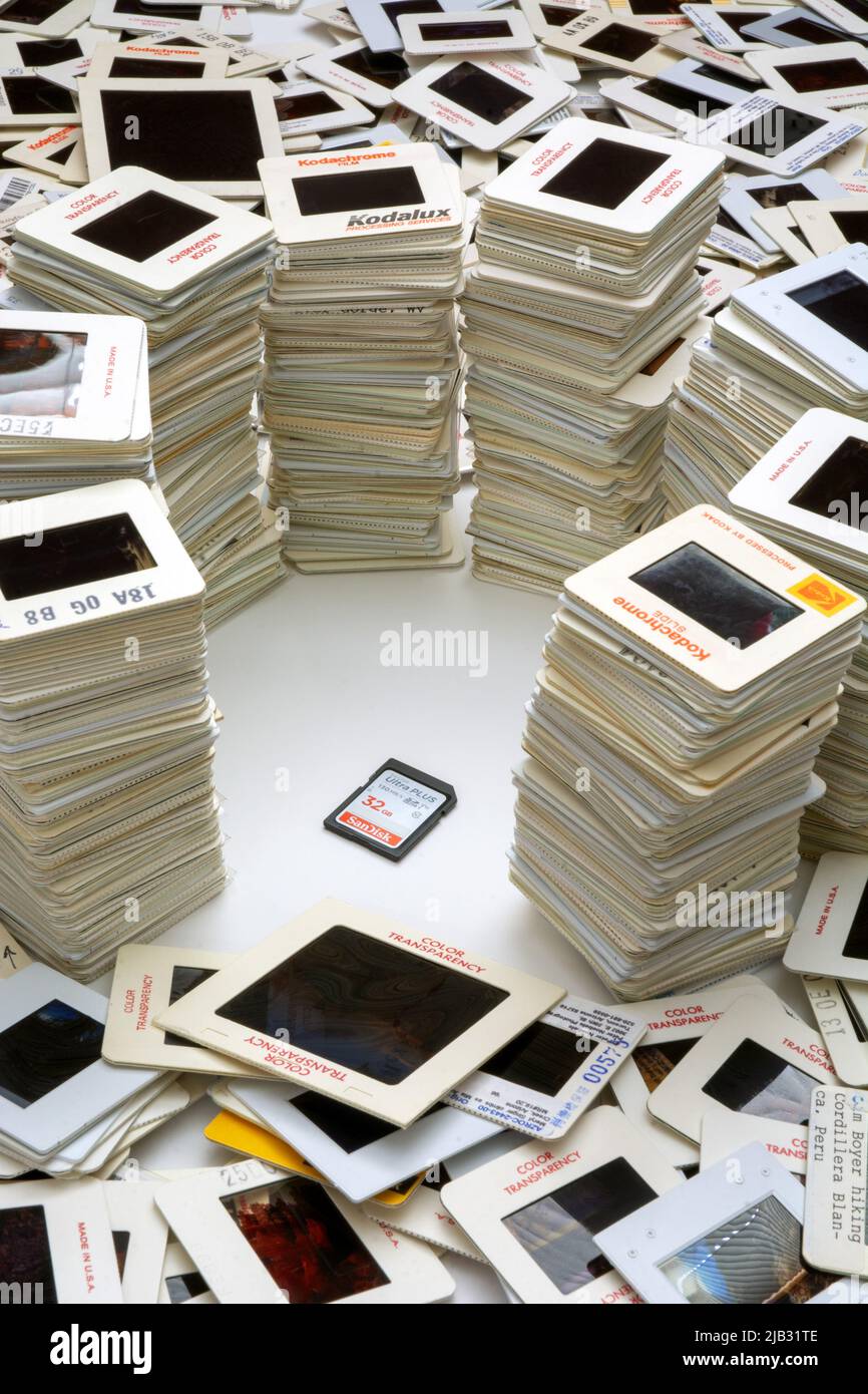 Data storage vs analog technology Stock Photo - Alamy