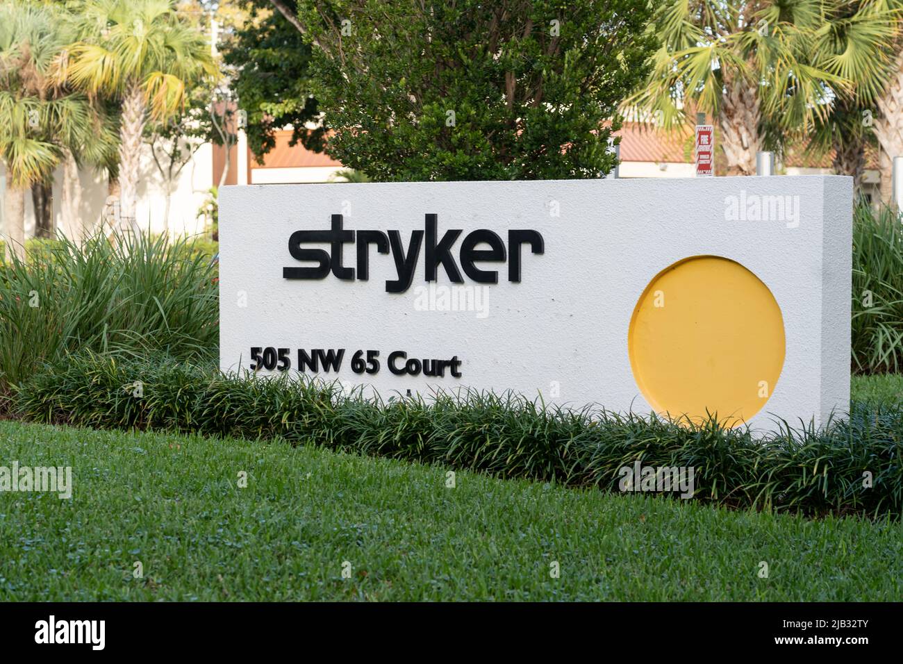 Fort Lauderdale, Fl, USA - January 2, 2022: Stryker sign is shown in ...