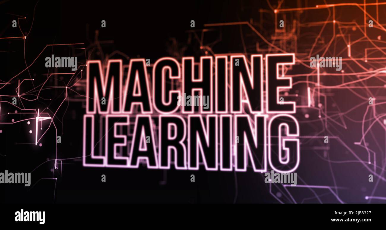 Image of machine learning text over black background Stock Photo - Alamy