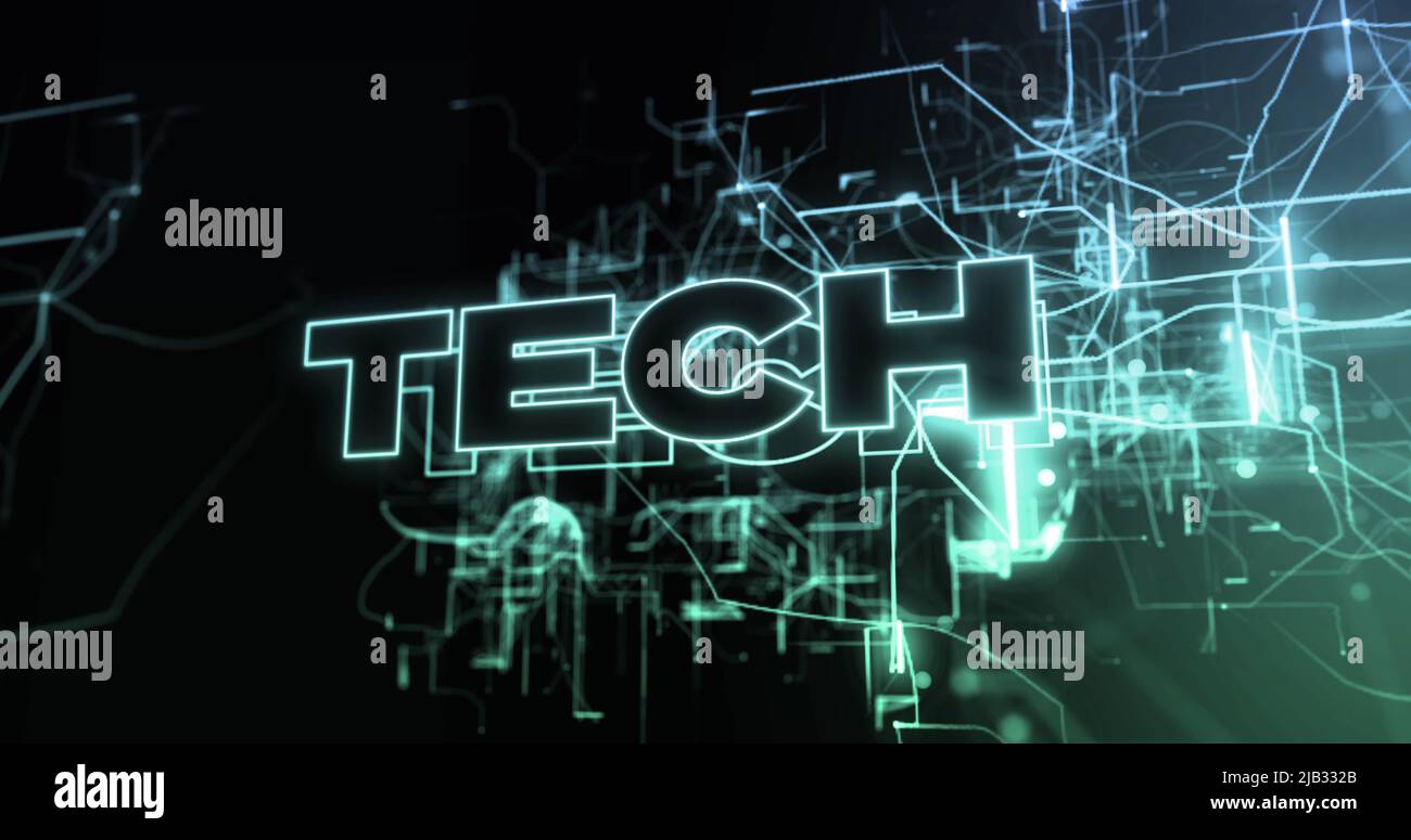 Image of tech text over black background Stock Photo - Alamy