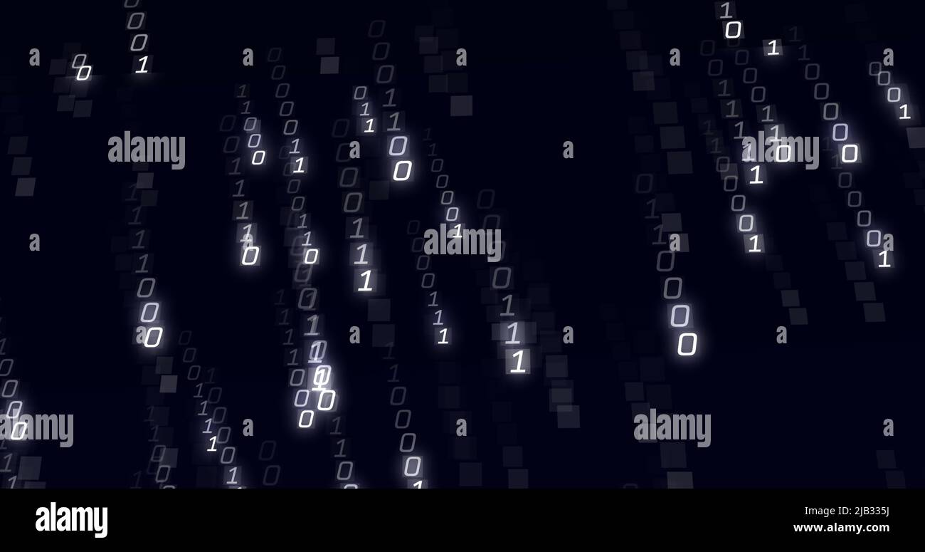 Image of binary coding data processing over black background Stock Photo - Alamy