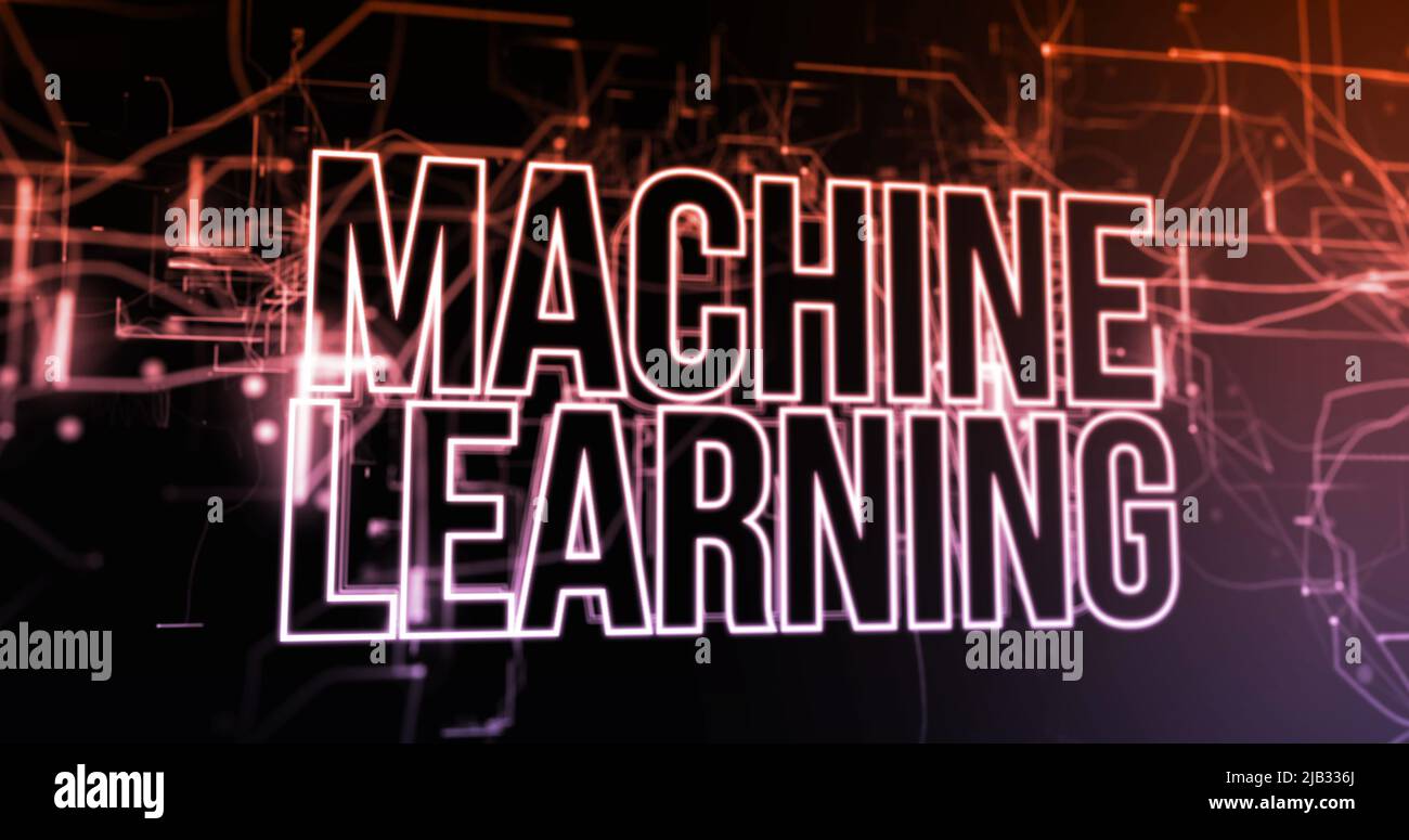 Image of machine learning text over black background Stock Photo - Alamy