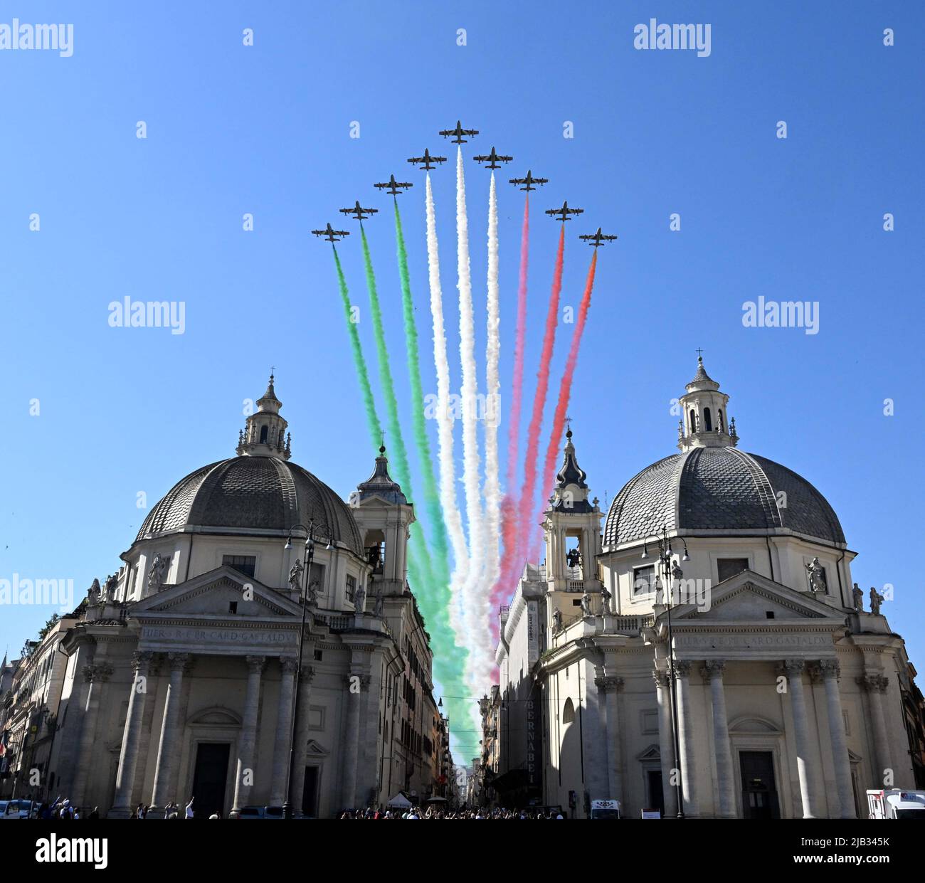 Rome. 2nd June, 2022. Jets of the Italian Air Force's Frecce Tricolori ...