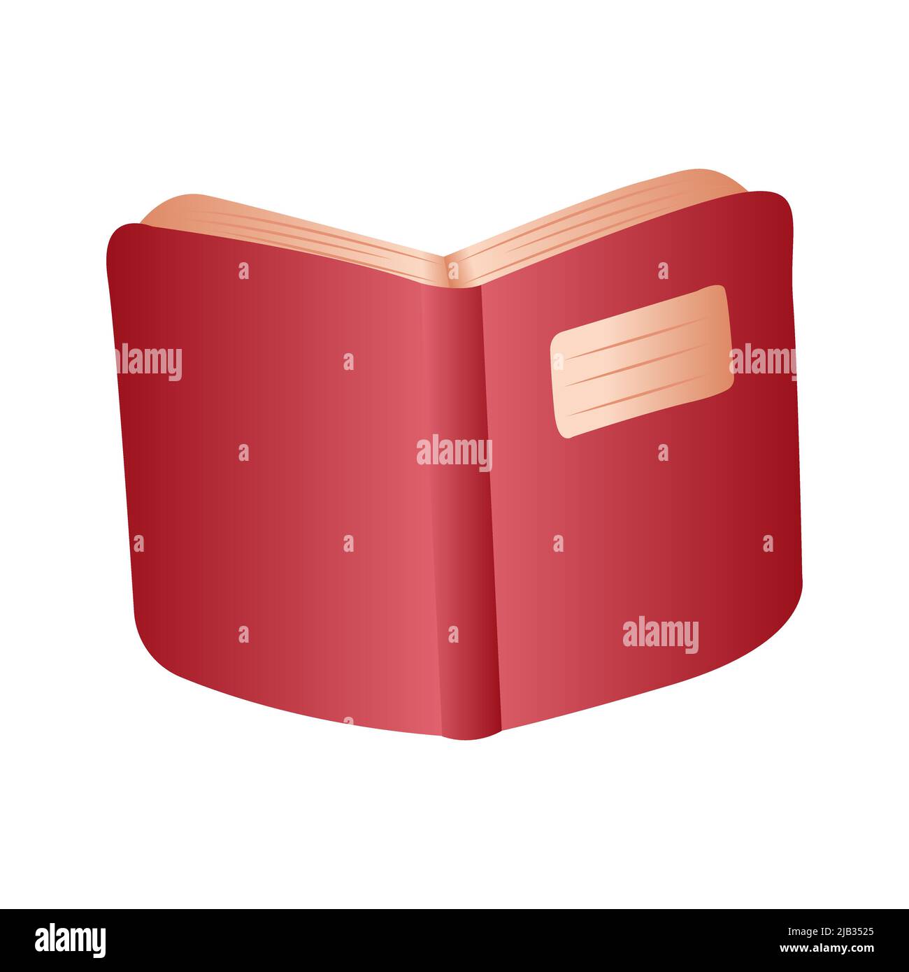 cartoon gradient red cover opened book vector isolated element Stock ...