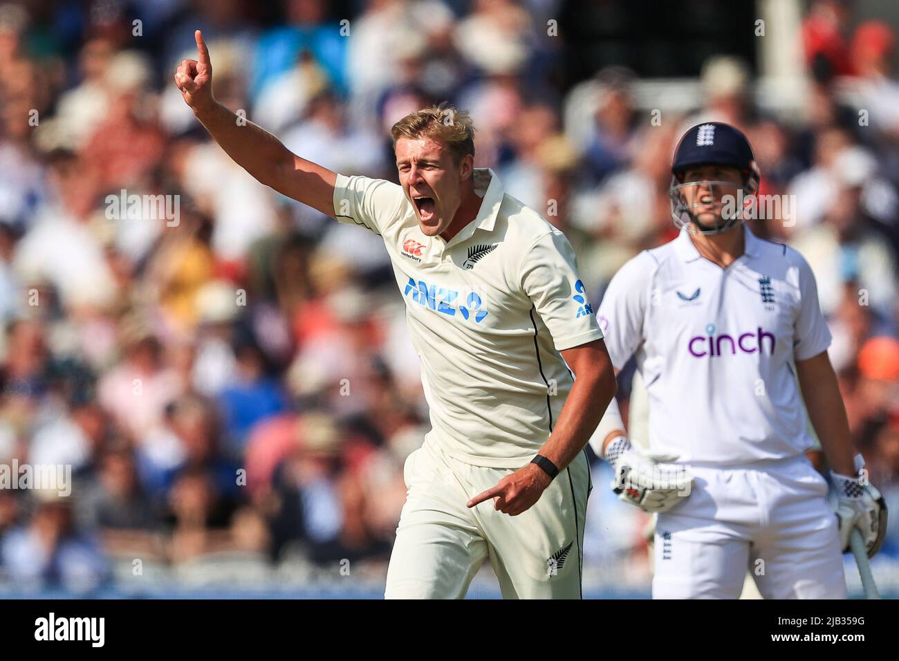 Kyle Jamieson of New Zealand getting Zak Crawley of England out caught ...