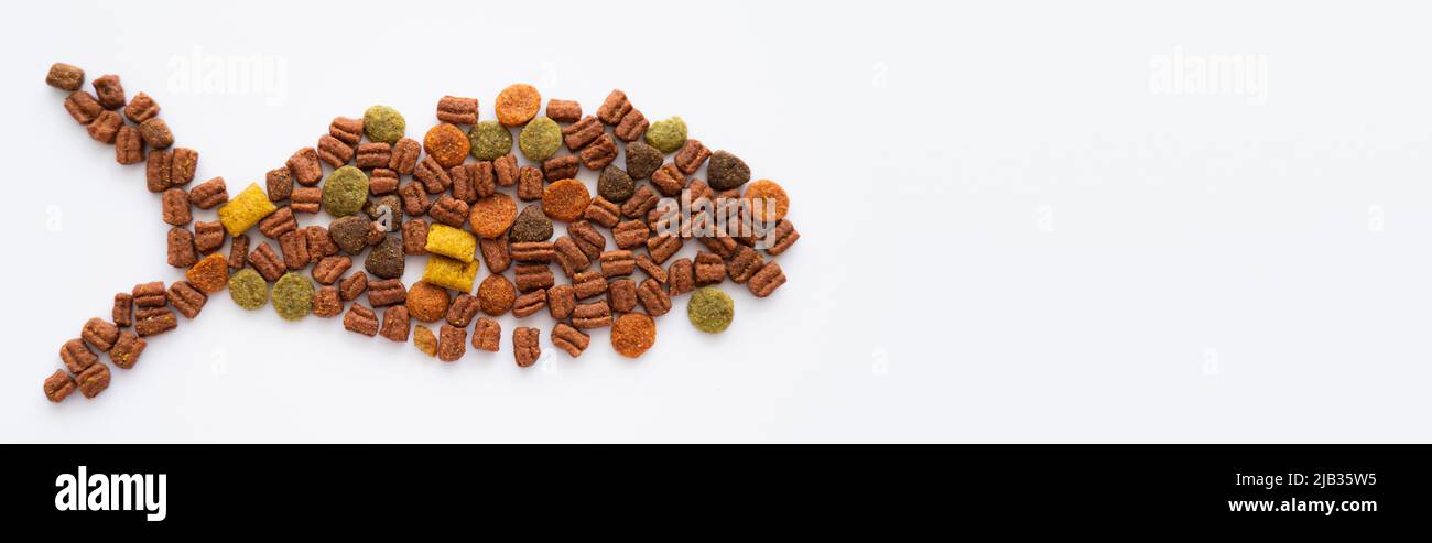 shape of fish made with dry pet food isolated on white, banner Stock ...