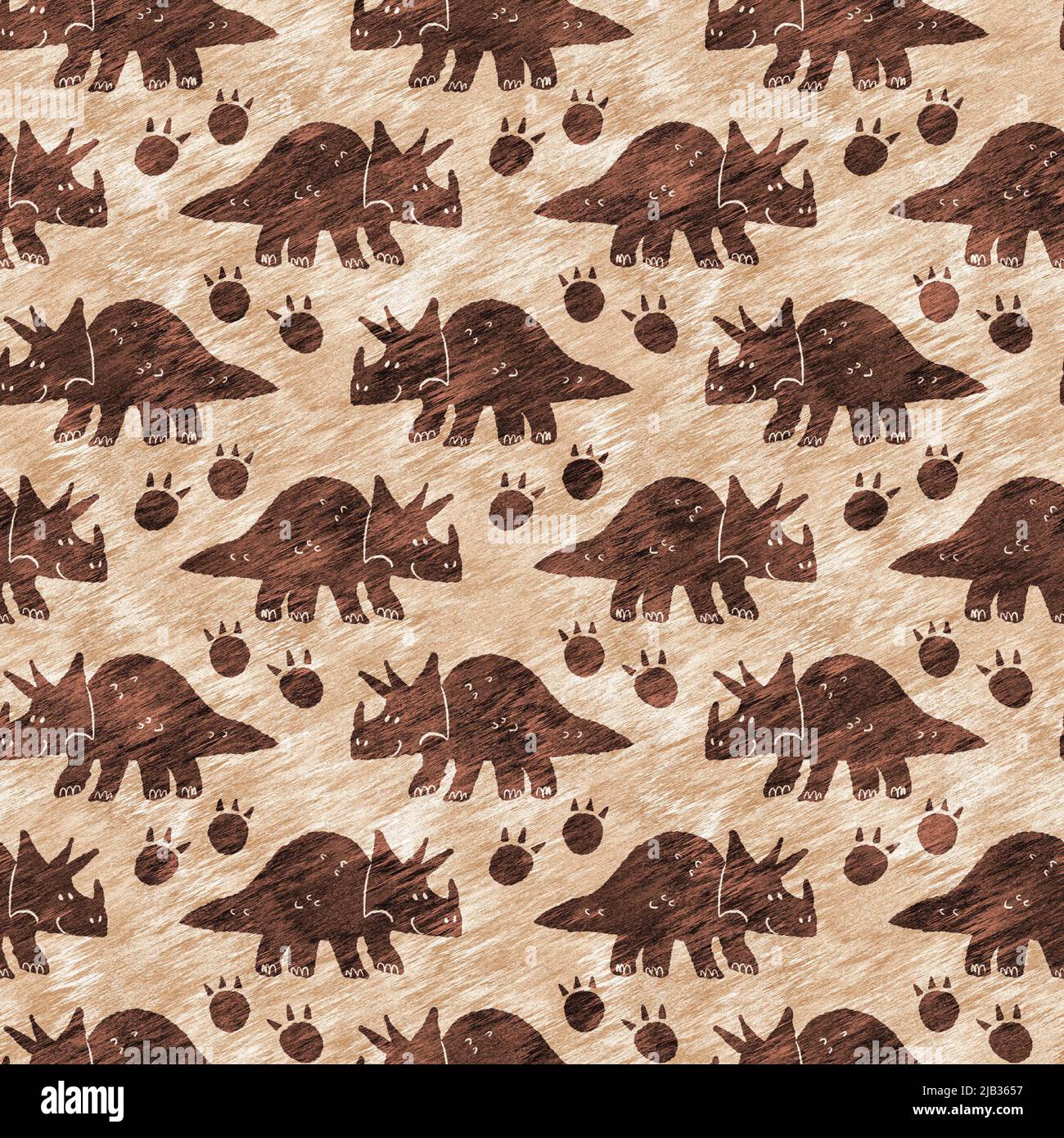 Hand drawn triceratops dinosaur seamless pattern. Gender Neutral ...
