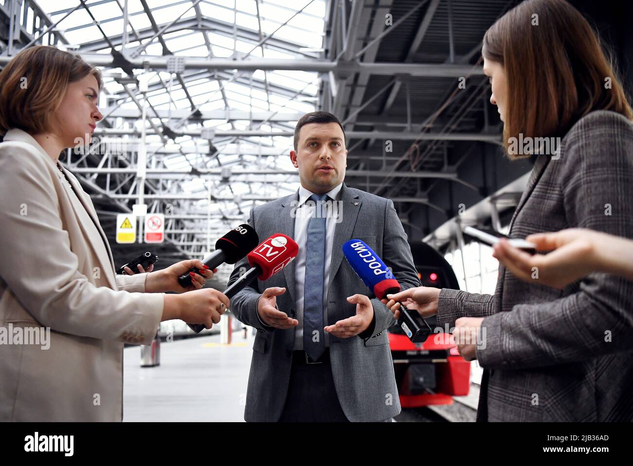 Official opening ceremony of the new Aeroexpress railway terminal of ...