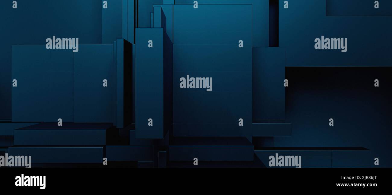 Abstract Amazing Futuristic Block Cubes Future Blue Banner Background ...
