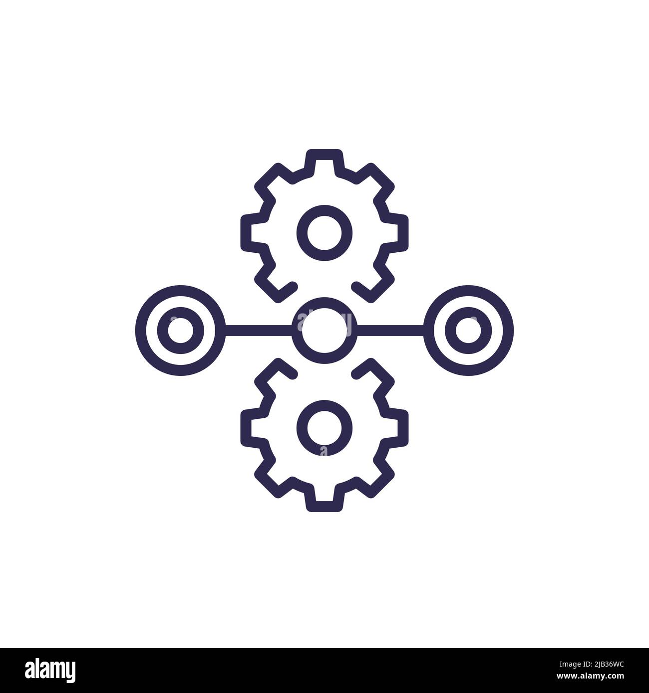 streamline process line icon with gears, vector Stock Vector Image ...