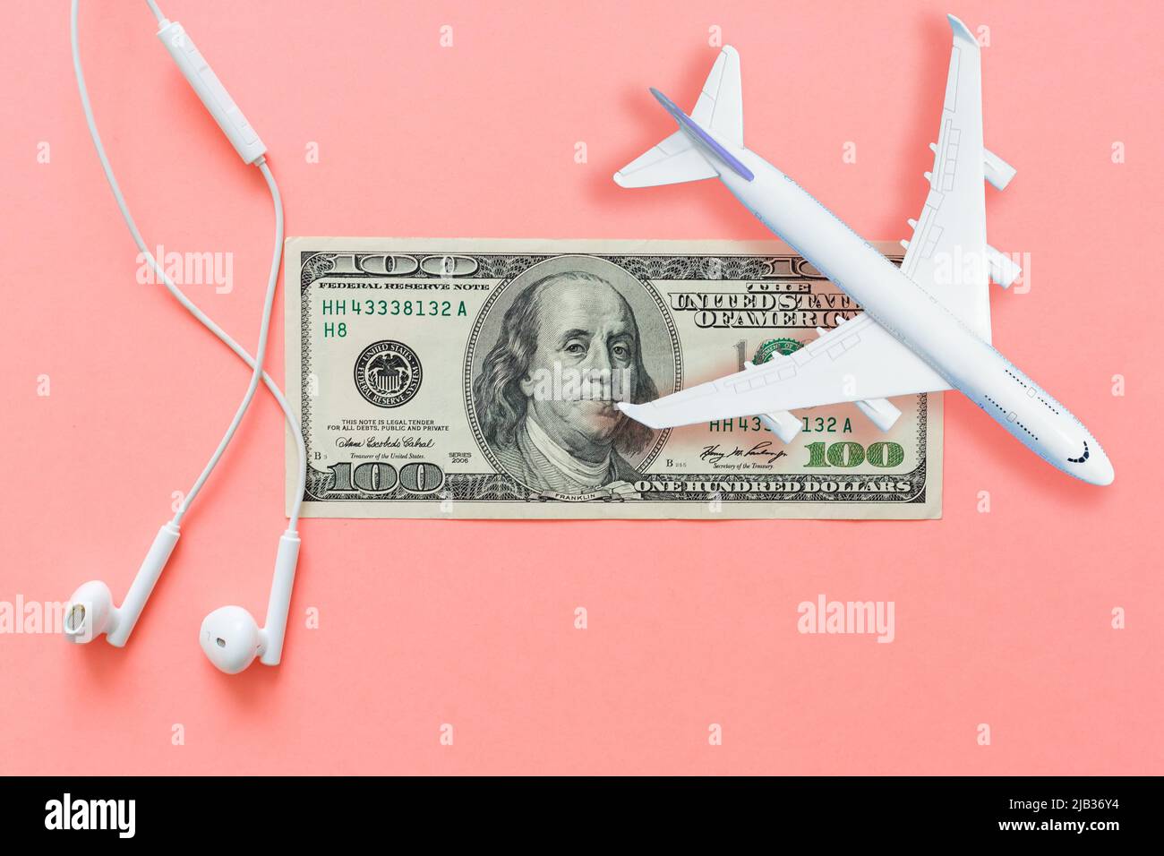 Model plane, airplane on pastel color background. Flat lay design Stock ...