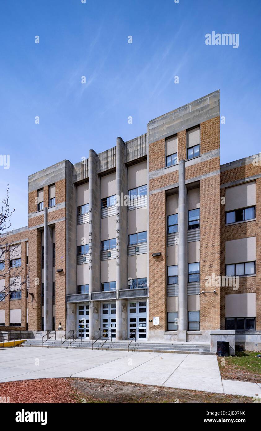 entrance block, J.W. Sexton High School, Lansing, Michigan, USA Stock Photo - Alamy