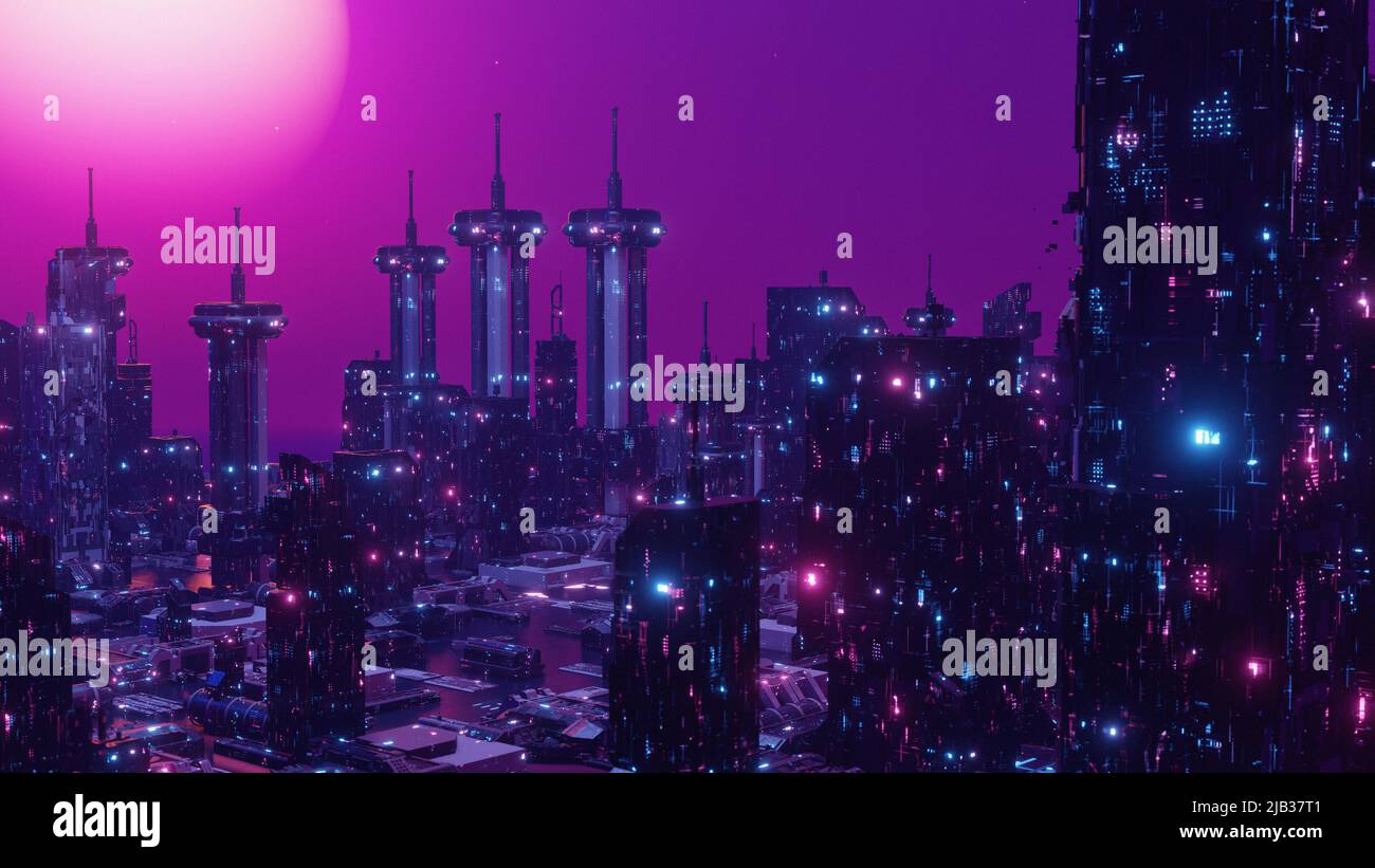 Cyberpunk cityscape hi-res stock photography and images - Alamy