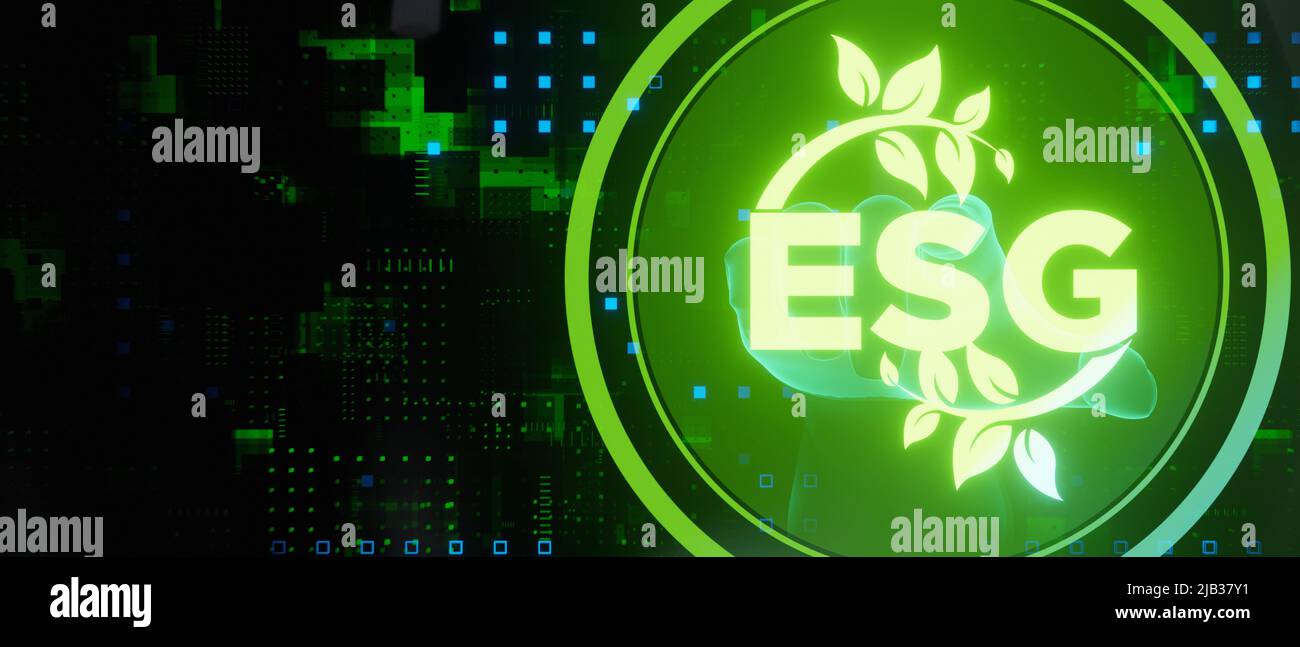 ESG sustainability concept network abstract banner background 3D ...