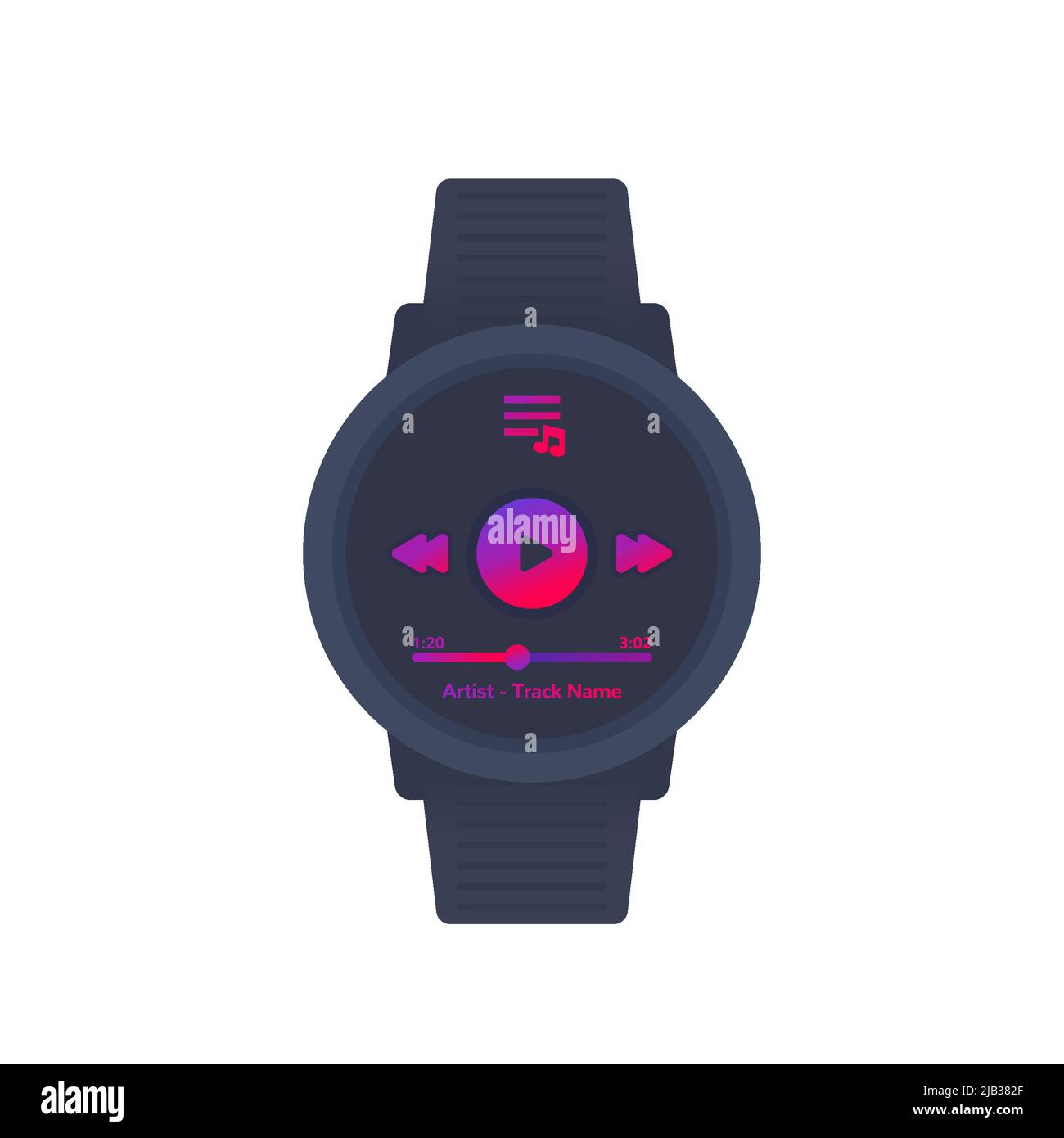 Music player app for smart watch, vector design Stock Vector Image ...