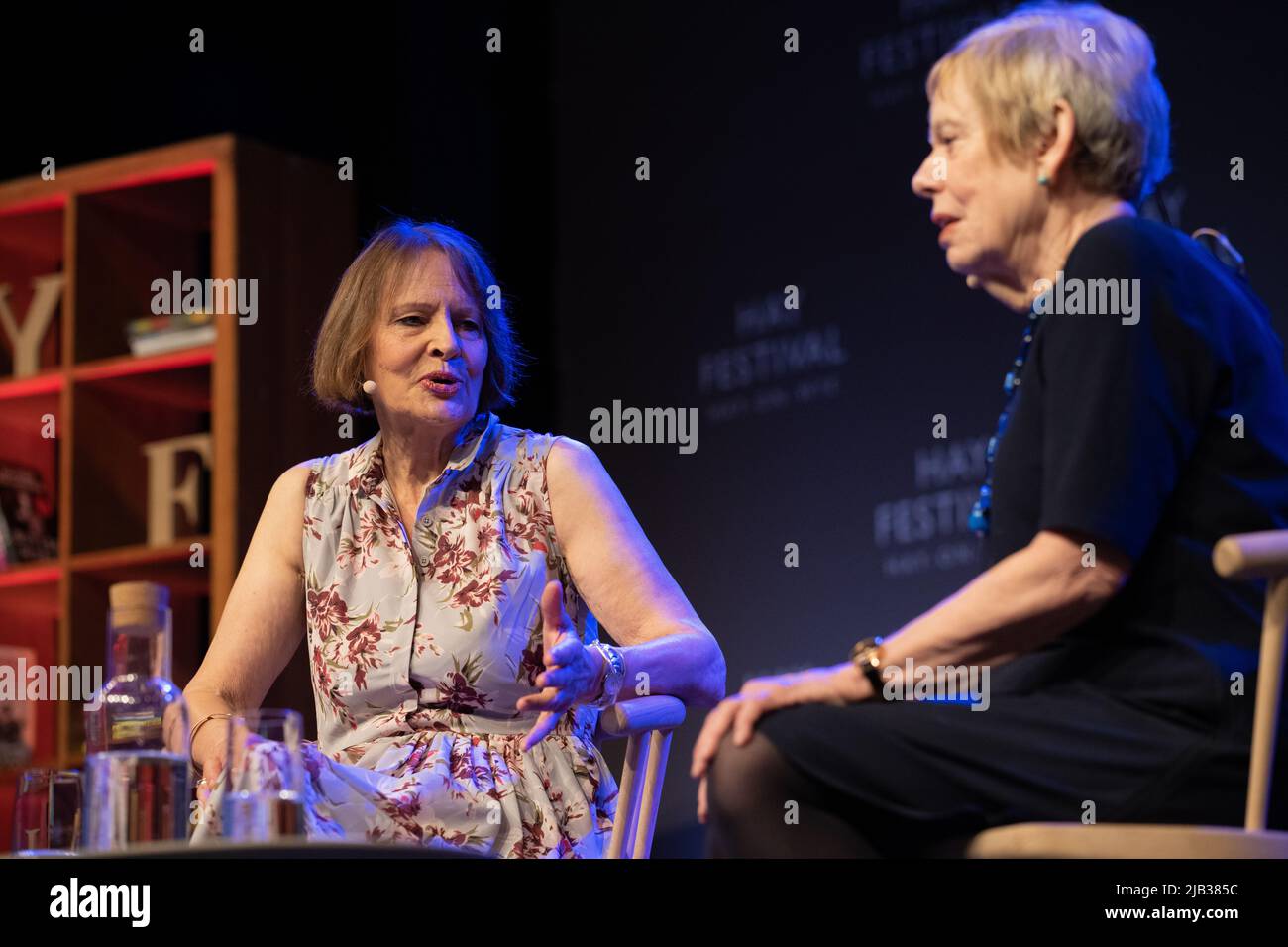 Hay-on-Wye, Wales, UK. 2nd June, 2022. Karen Armstrong talks to Kitty ...