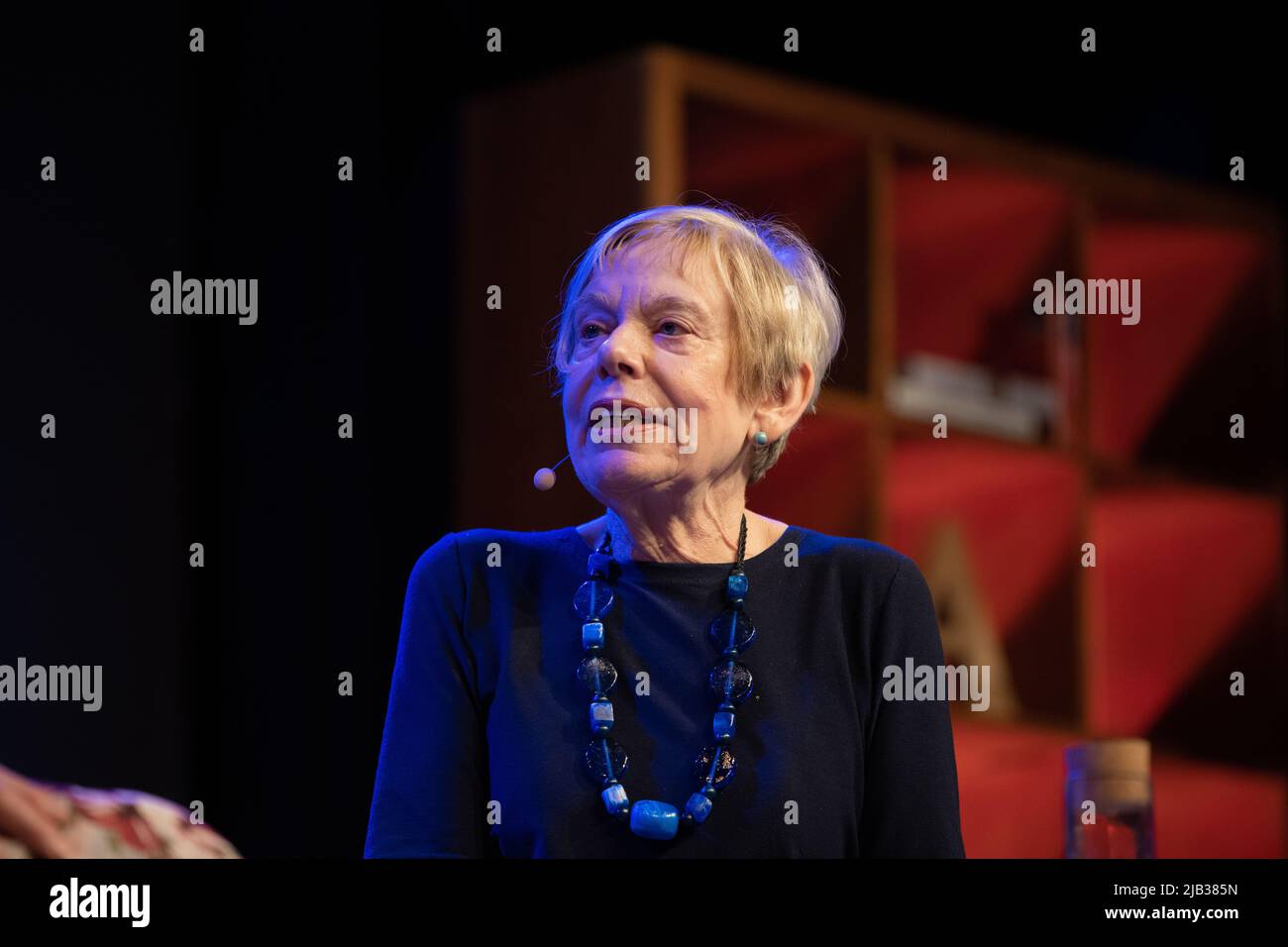 Hay-on-Wye, Wales, UK. 2nd June, 2022. Karen Armstrong talks to Kitty ...