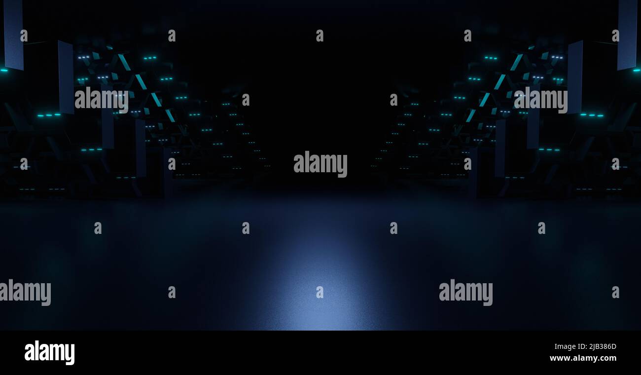 Futuristic Technology Podium Industrial Room Scene Experimental Space ...